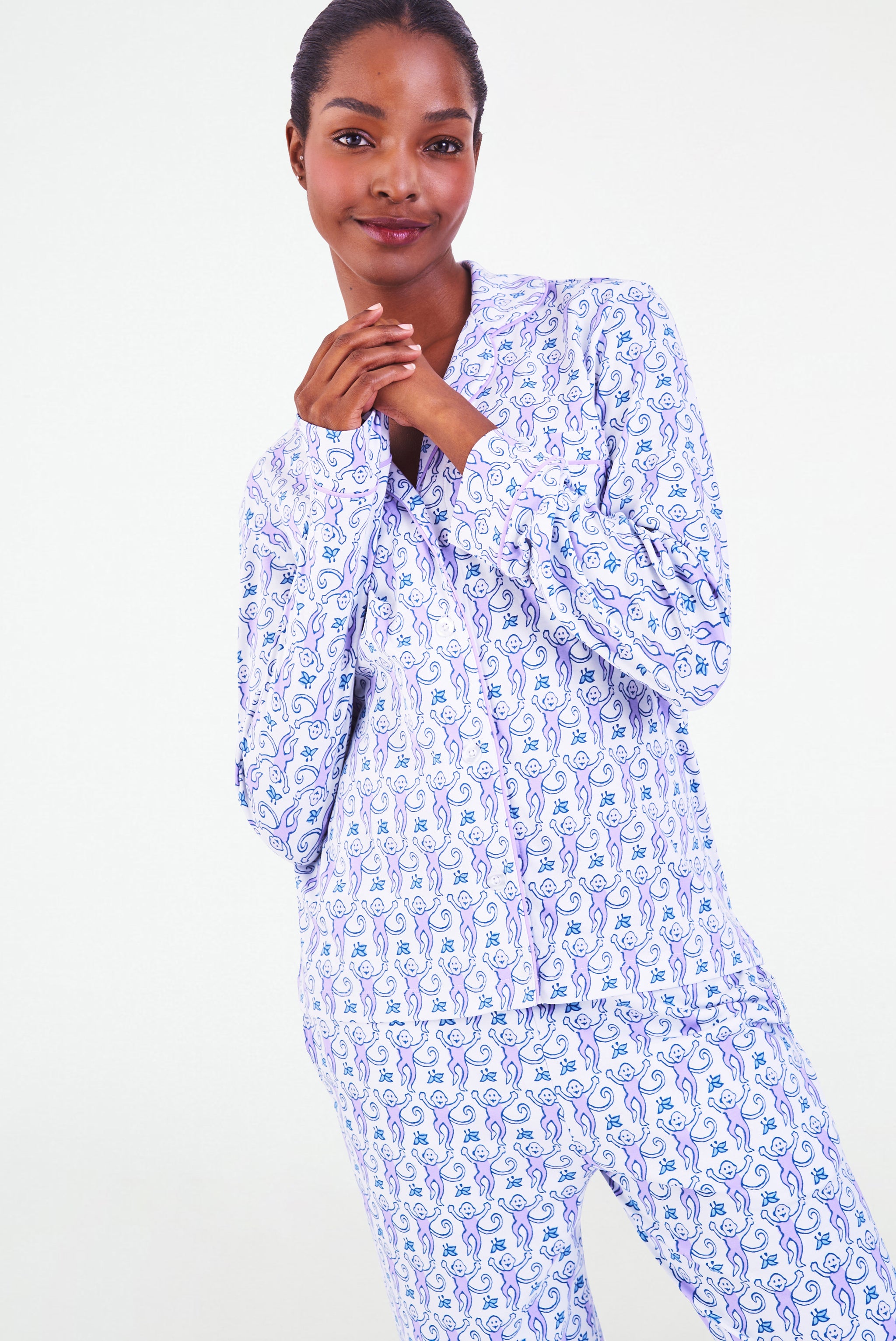 Monkey Long Sleeve Polo Pajamas | Roller Rabbit