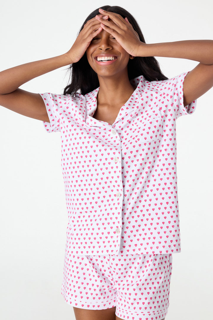 Disco Hearts Polo Pajamas | Roller Rabbit