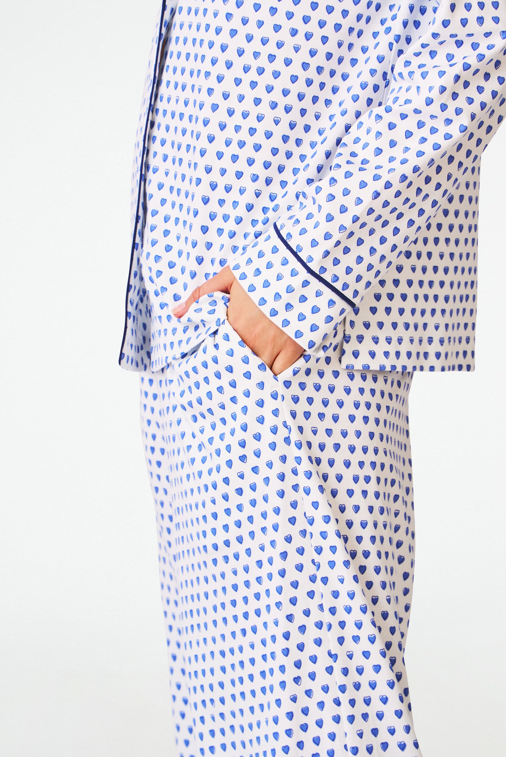 Hearts Long Sleeve Polo Pajamas | Roller Rabbit