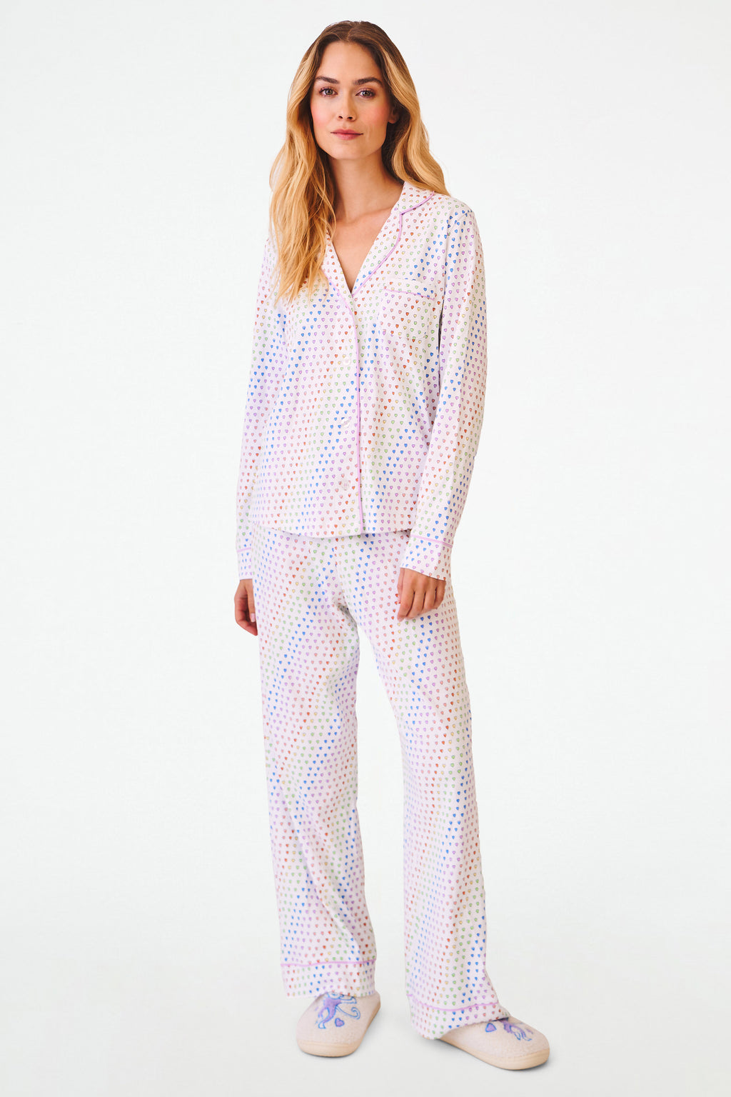 Disco Hearts Long Sleeve Polo Pajamas | Roller Rabbit