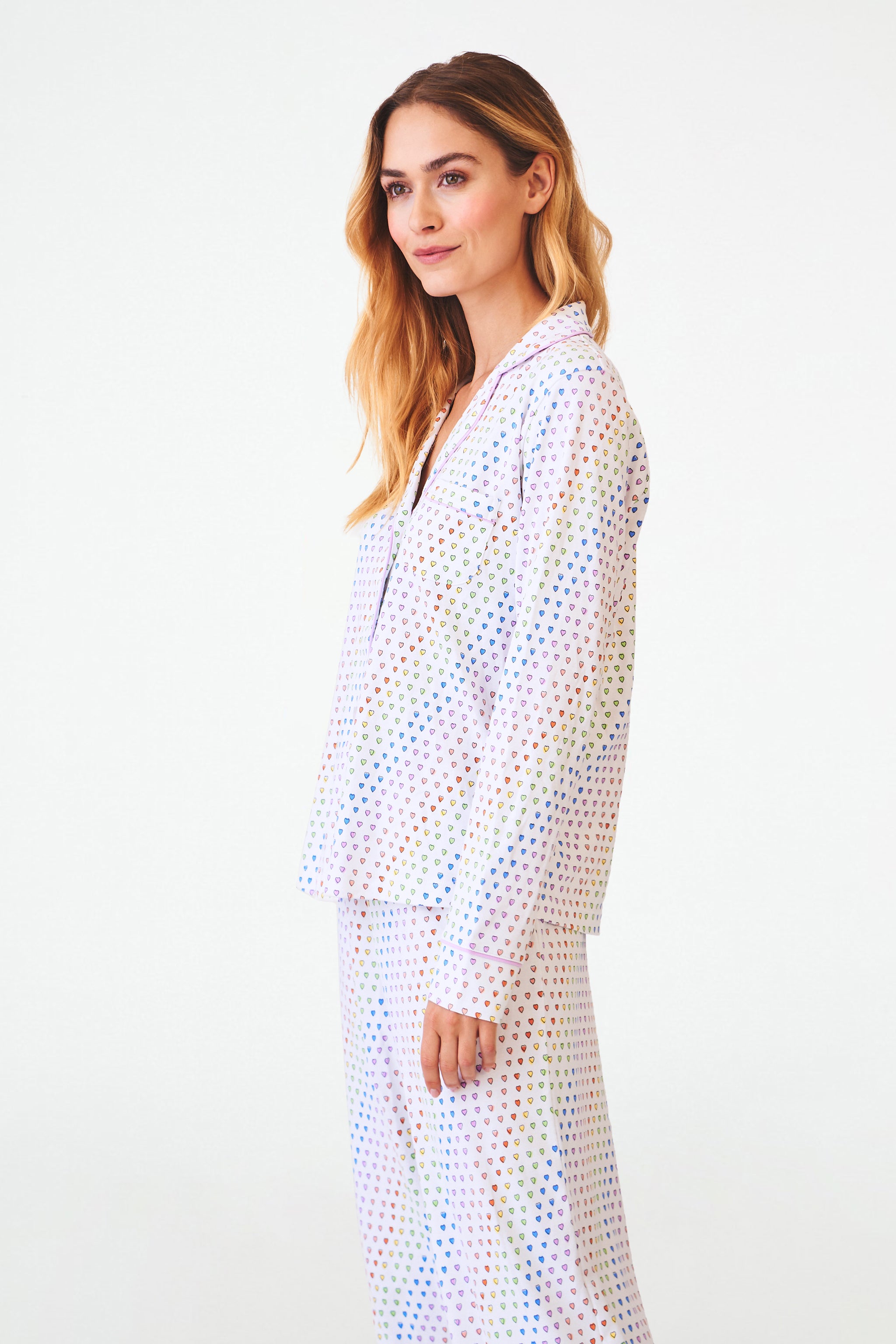 Disco Hearts Long Sleeve Polo Pajamas | Roller Rabbit