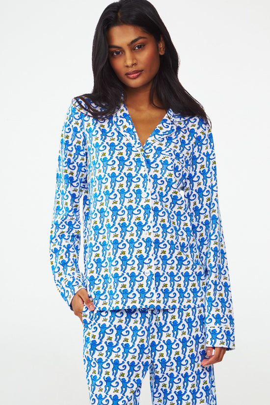 Monkey Long Sleeve Polo Pajamas | Roller Rabbit